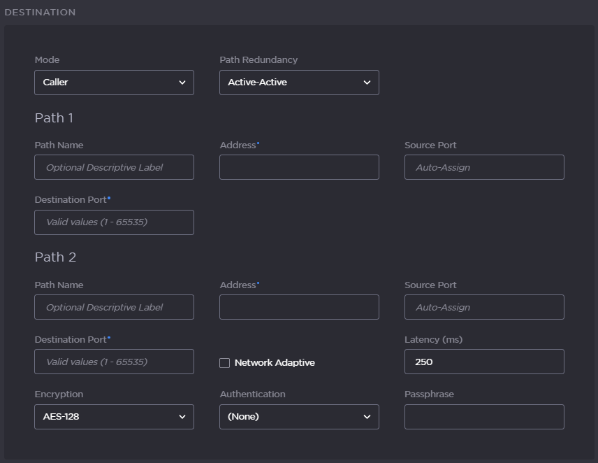 Configuring SRT Path Redundancy